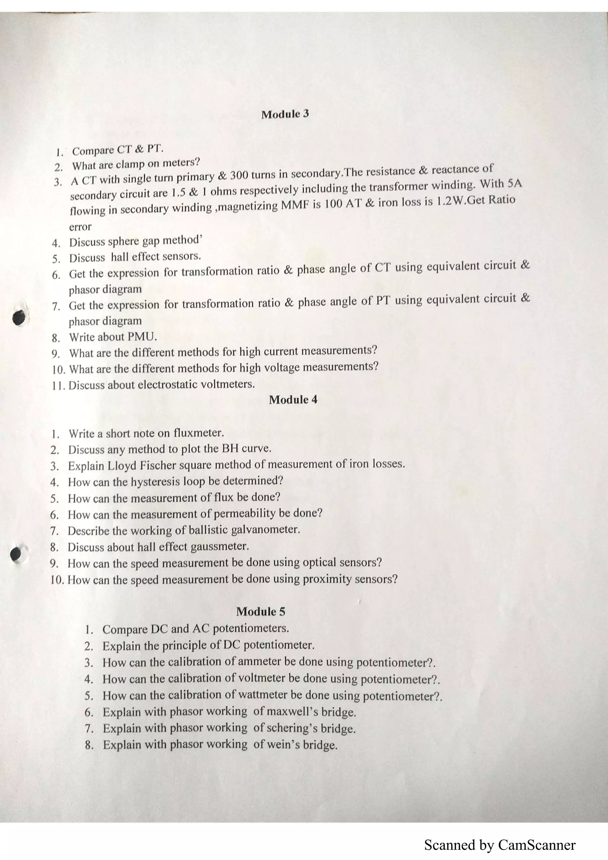 EE208 module wise questions -ktu | PDF