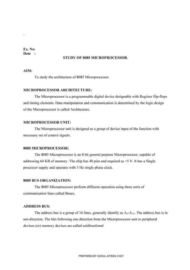 EE2356 Microprocessor and Microcontroller Lab Manuel | PDF