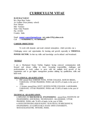 Resume- Ram Raj Yadav | PDF