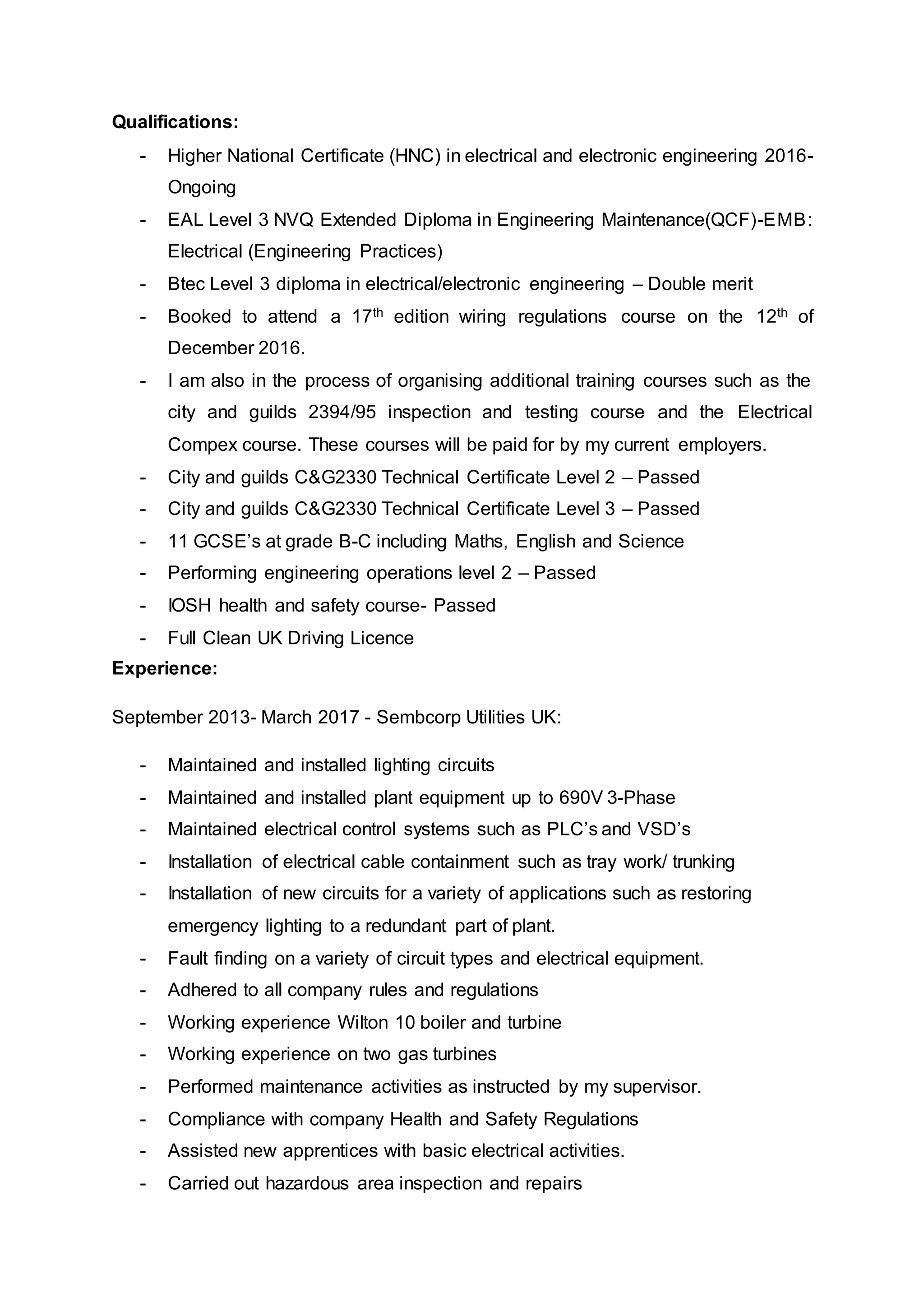 Callum Bennett CV | DOCX | Careers