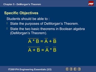 Ee2 chapter5 de_morgan'stheorem | PPT | Physics | Science