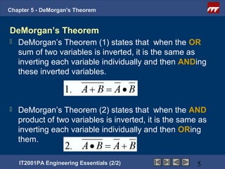 Ee2 chapter5 de_morgan'stheorem | PPT | Physics | Science