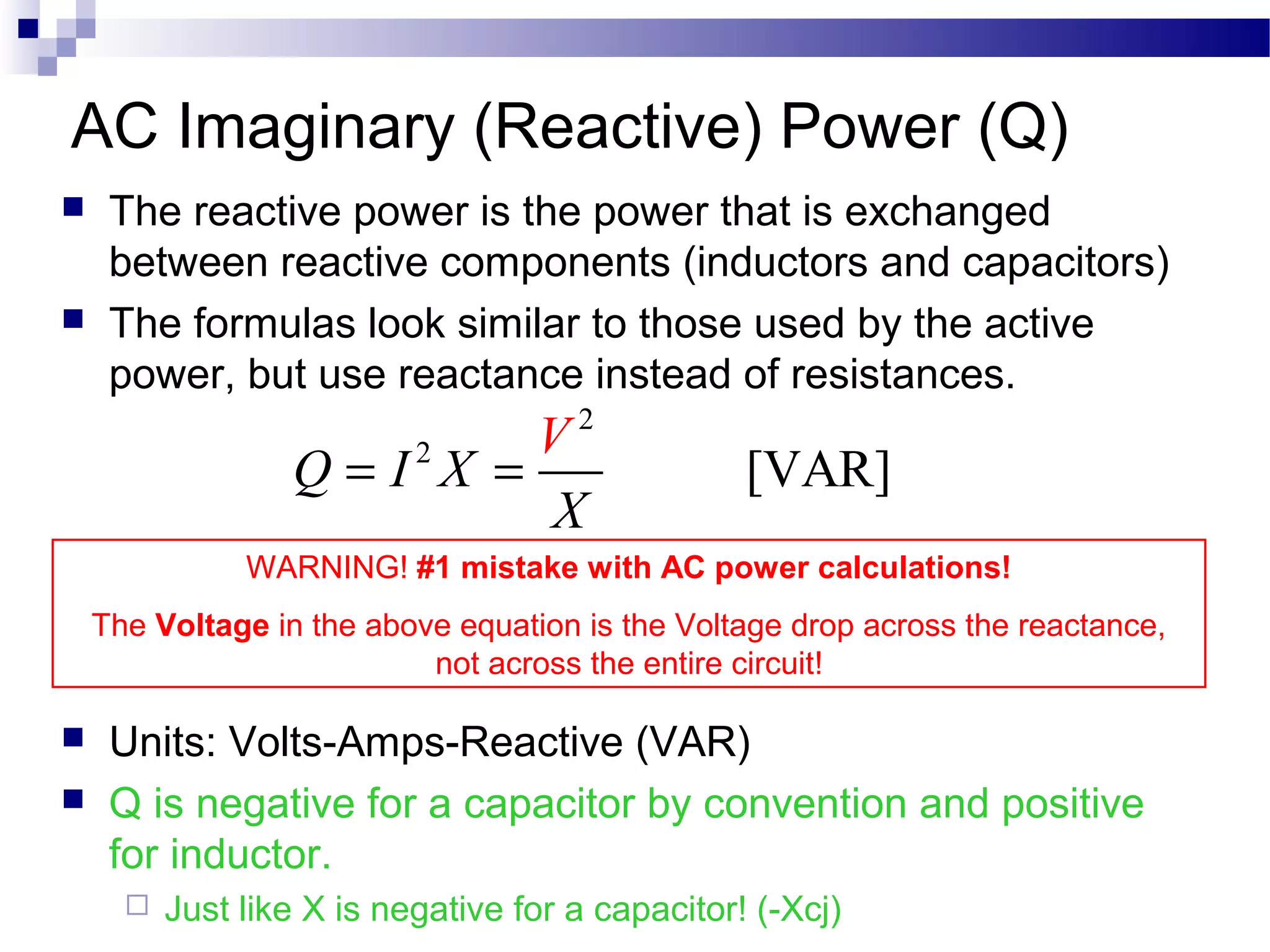 Ee301 lesson 25 ac power and pwr triangle | PPT