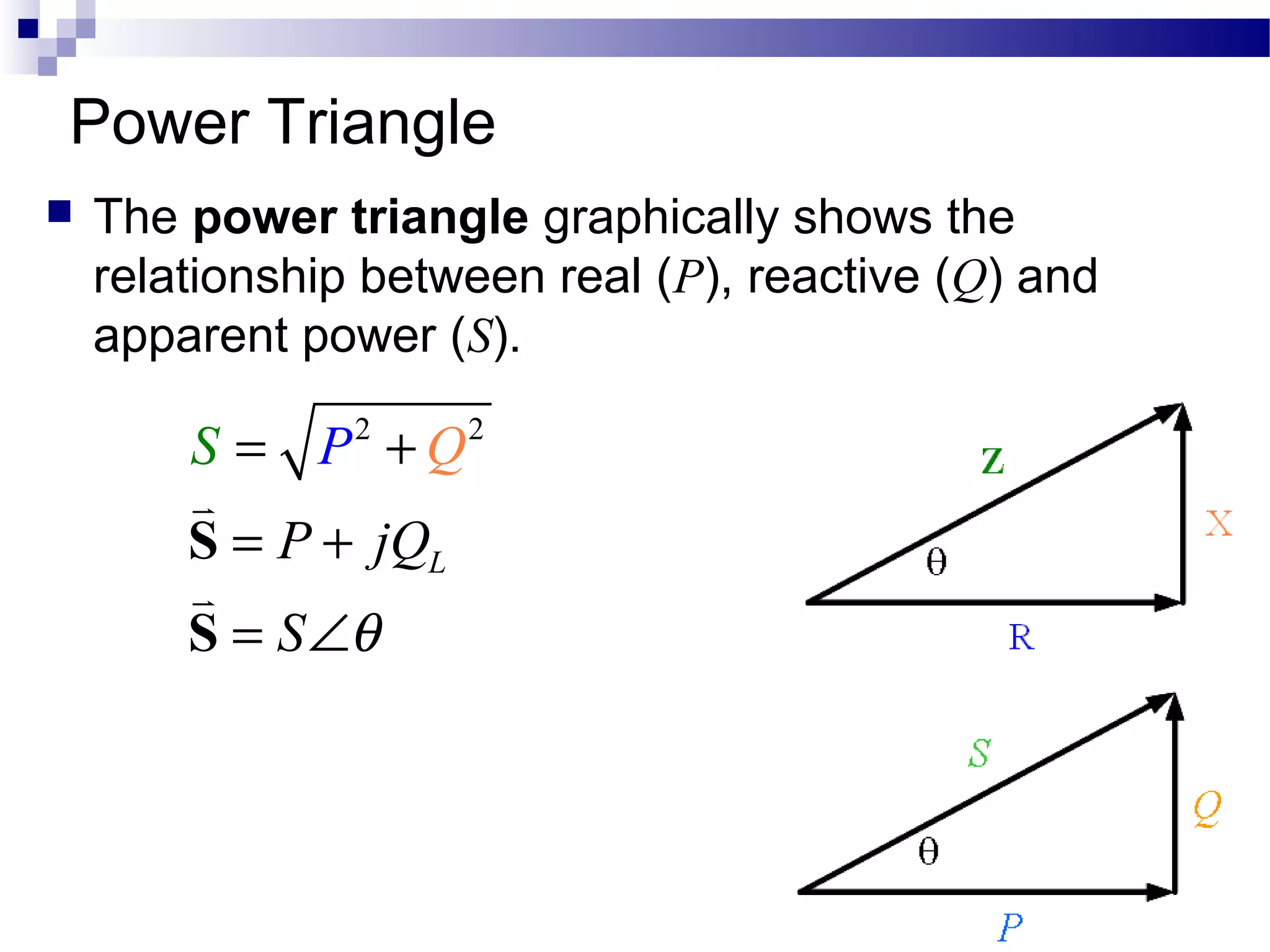 Ee301 lesson 25 ac power and pwr triangle | PPT