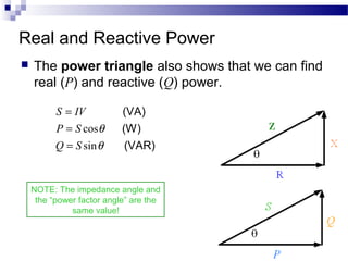 Ee301 lesson 25 ac power and pwr triangle | PPT