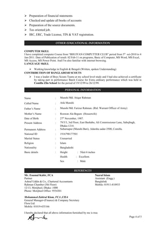 Resume of Munshi Md. Atiqur Rahman | DOC