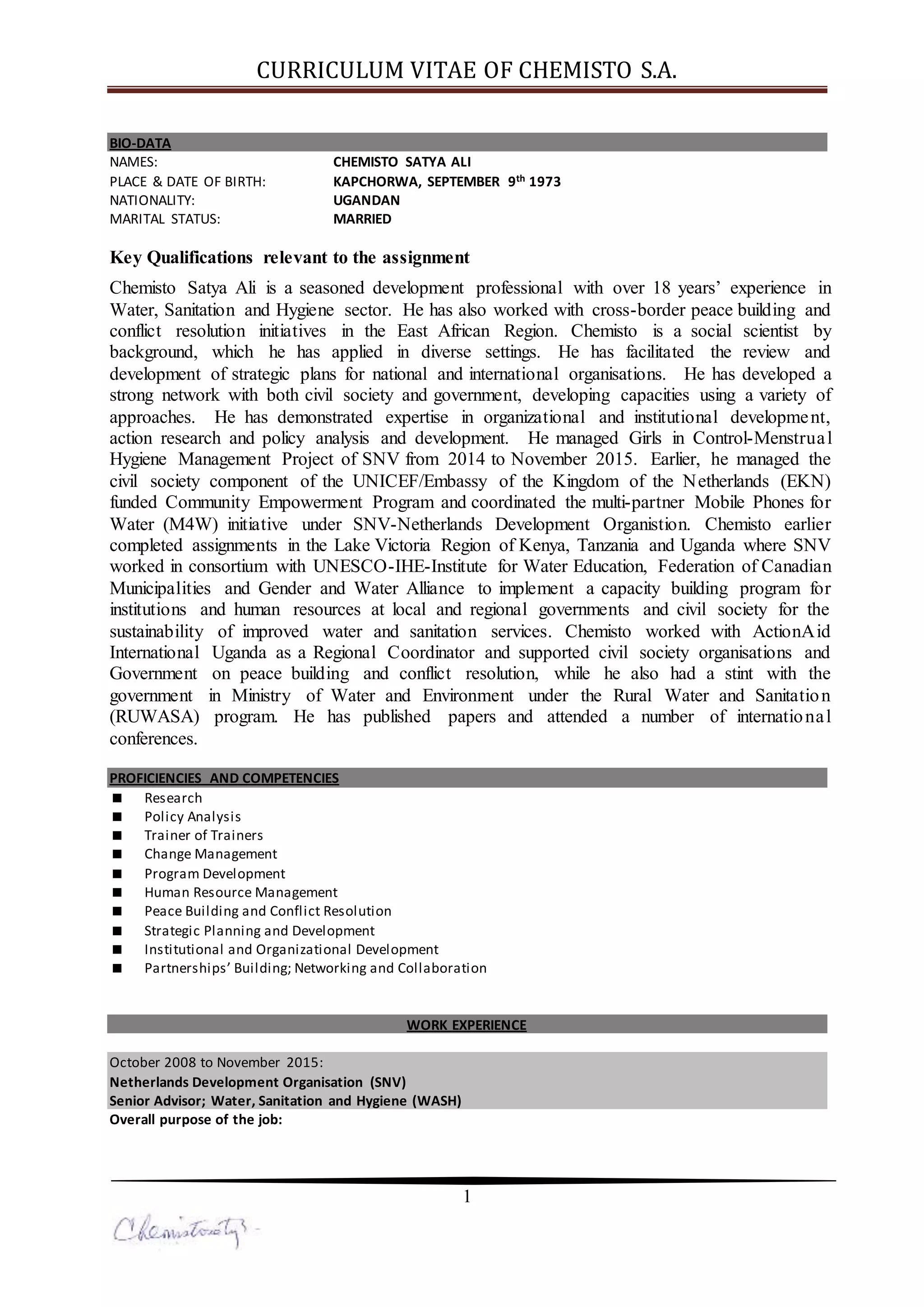 Chemisto Satya Ali CV | DOCX