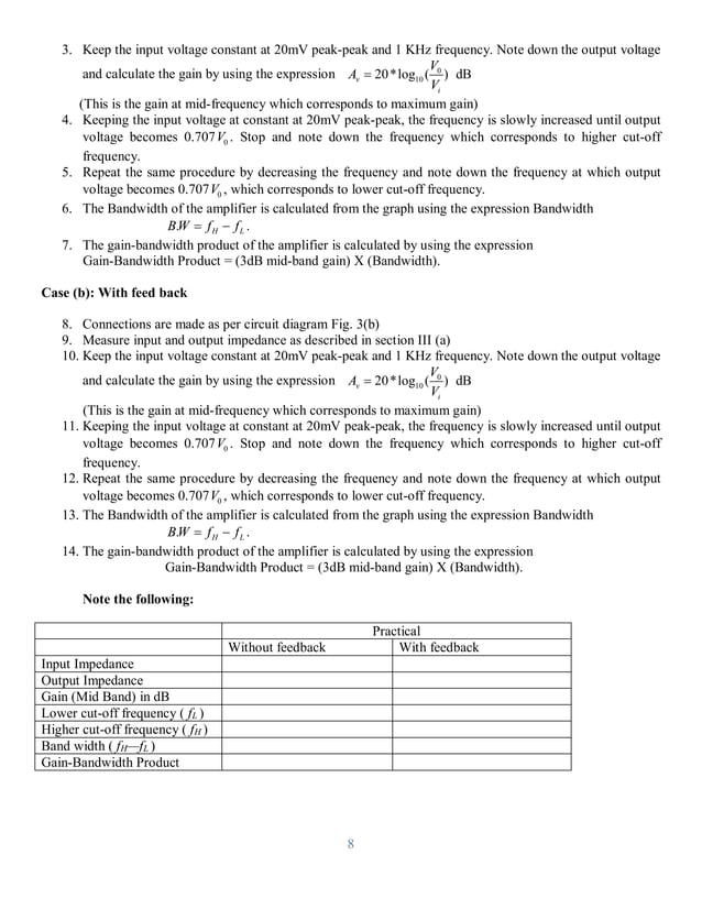Ee321 lab expt 7_negative_feedback_in_ amplifiers | PDF | Digital Audio | Computer Software and ...
