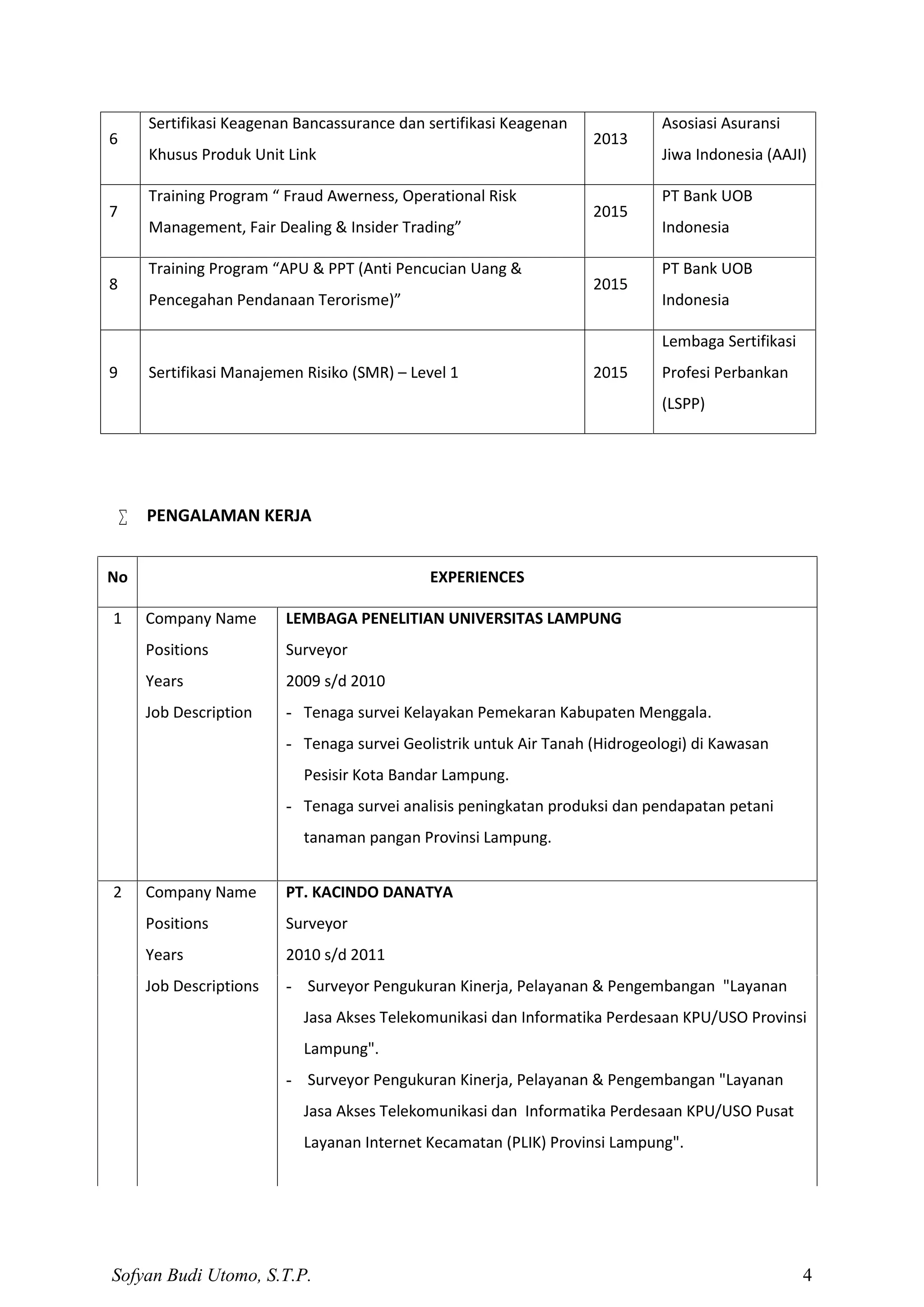 Sofyan Budi Utomo, CV 2016 | PDF