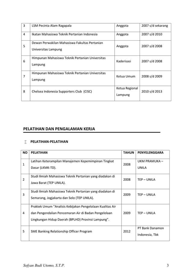 Sofyan Budi Utomo, CV 2016 | PDF