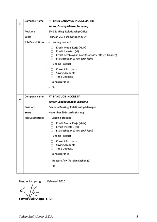 Sofyan Budi Utomo, CV 2016 | PDF