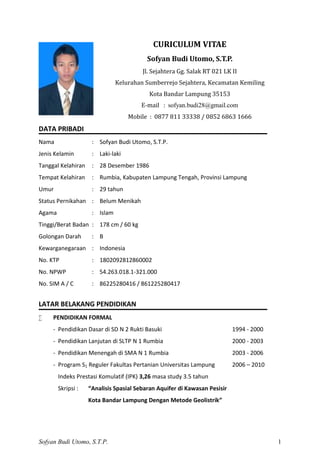 CV Sofyan Budi Utomo | PDF