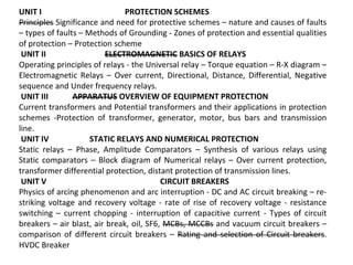 Protection and Switchgear for Engineering | PPTX
