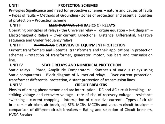 Protection and Switchgear for Engineering | PPTX