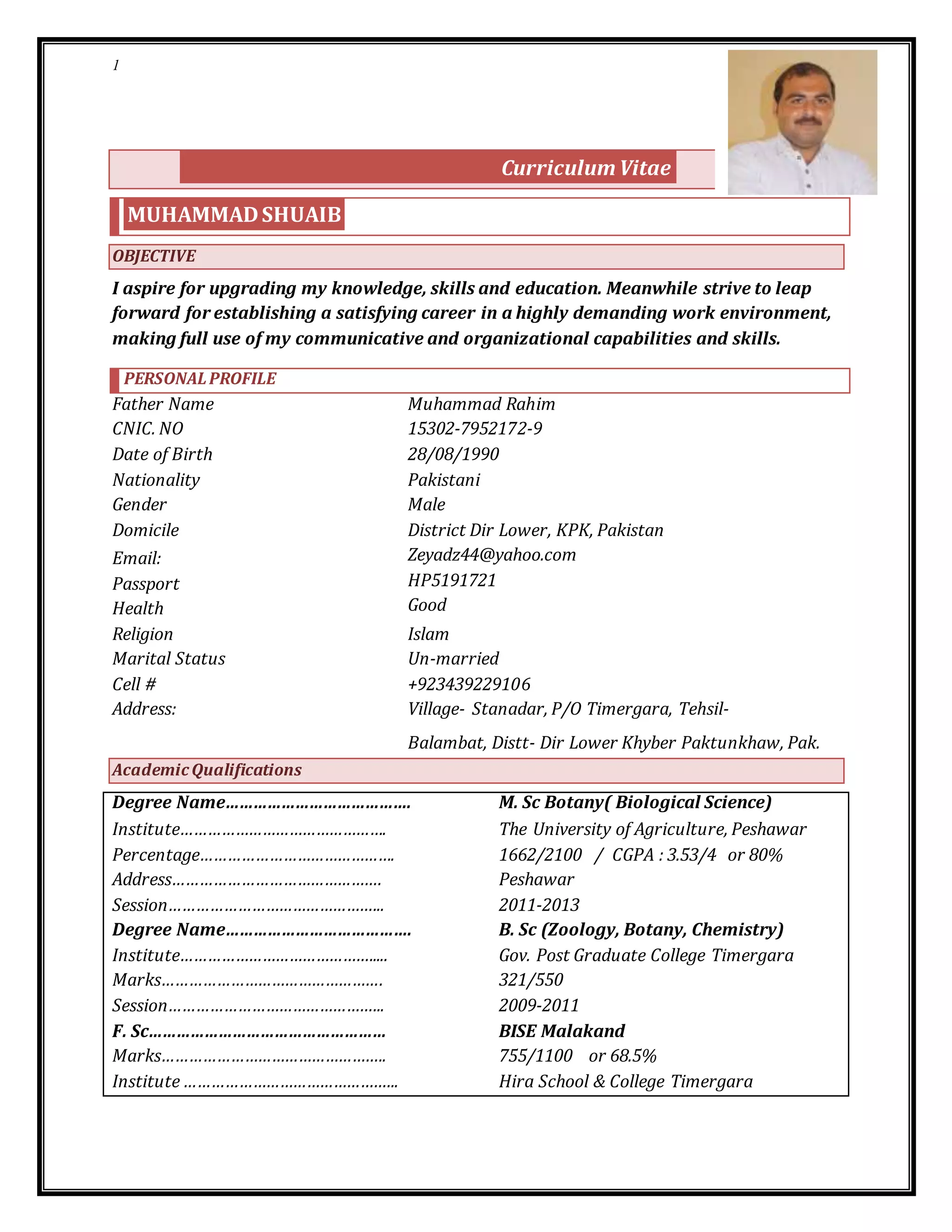 mohammad shoaib cv | PDF