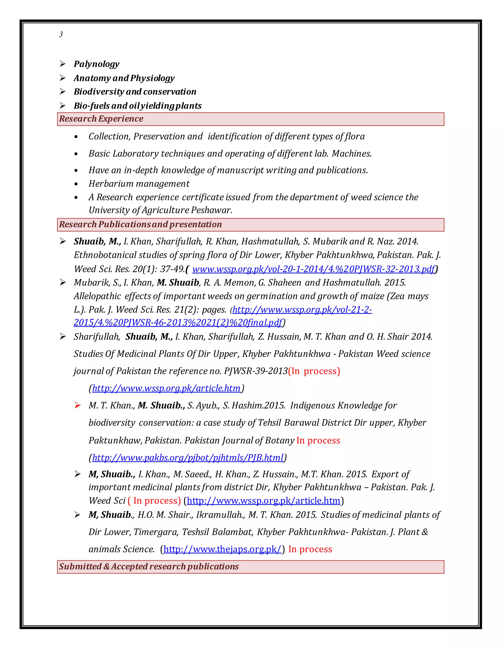 mohammad shoaib cv | PDF
