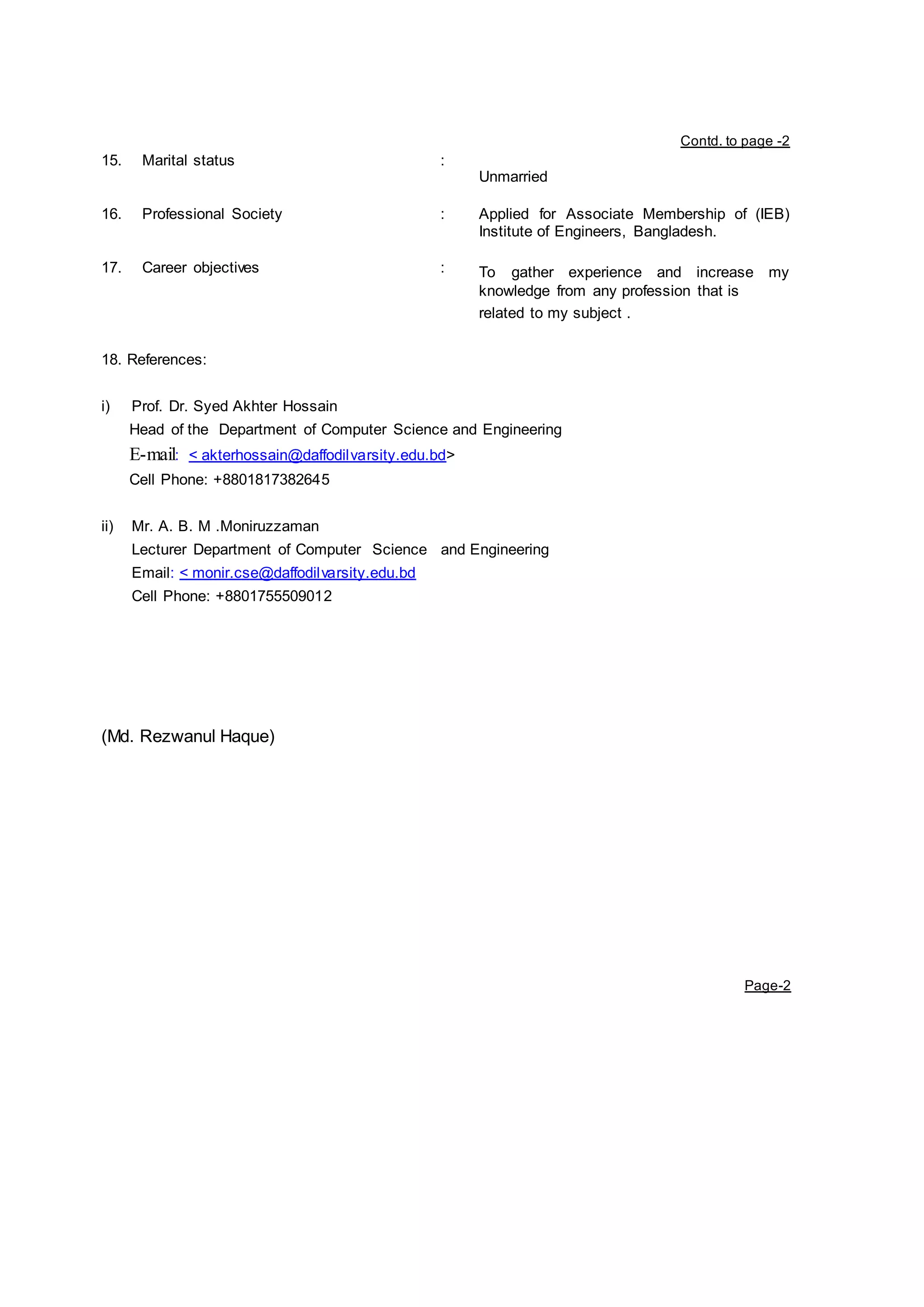 Rezwanul CV-2 | DOCX