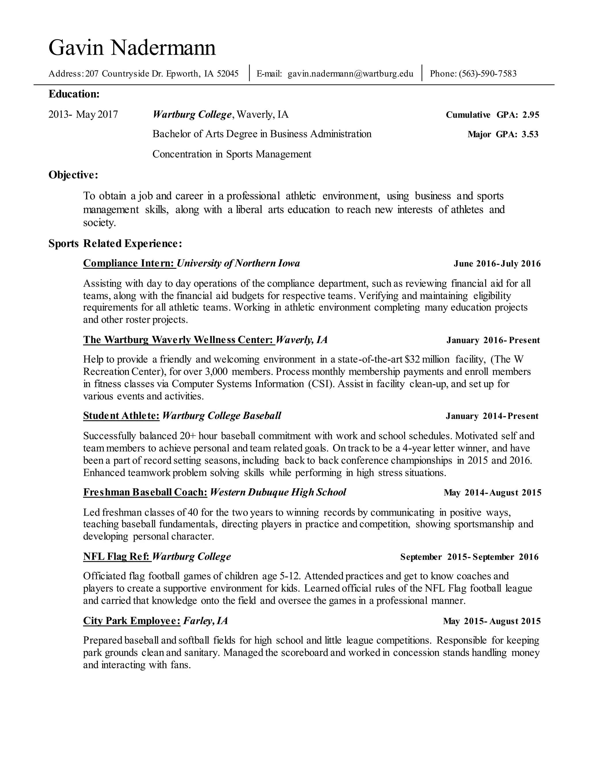 Gavin Nadermann- Resume | PDF