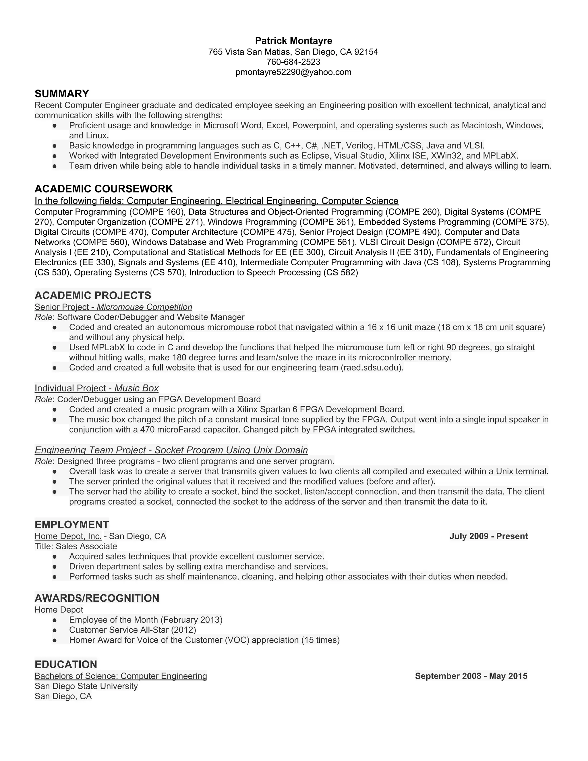 PatrickMontayre_RESUME | PDF | Computer Software and Applications | Computing