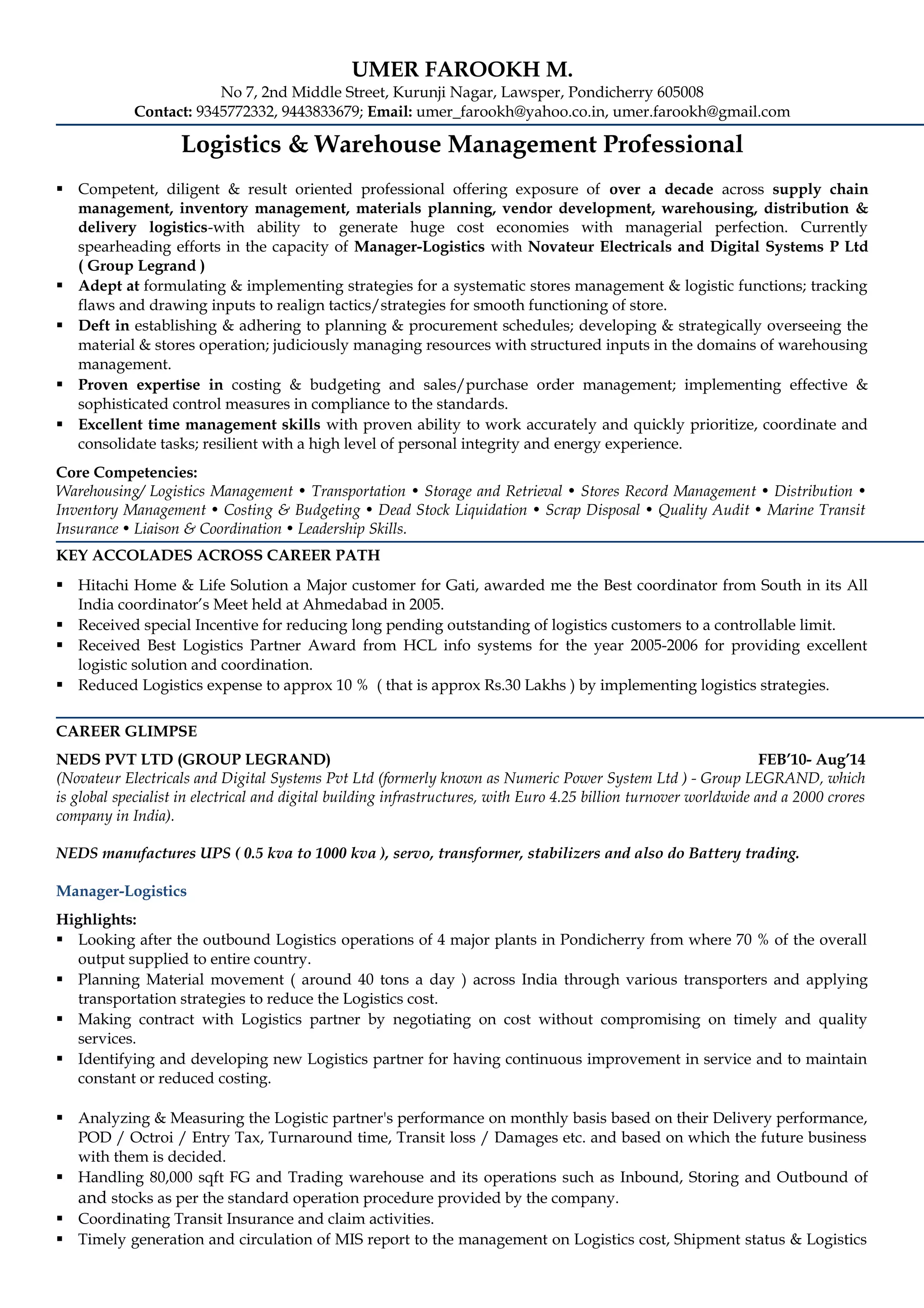 Resume-2 | DOC | Logistics and Transportation Industry | Industries