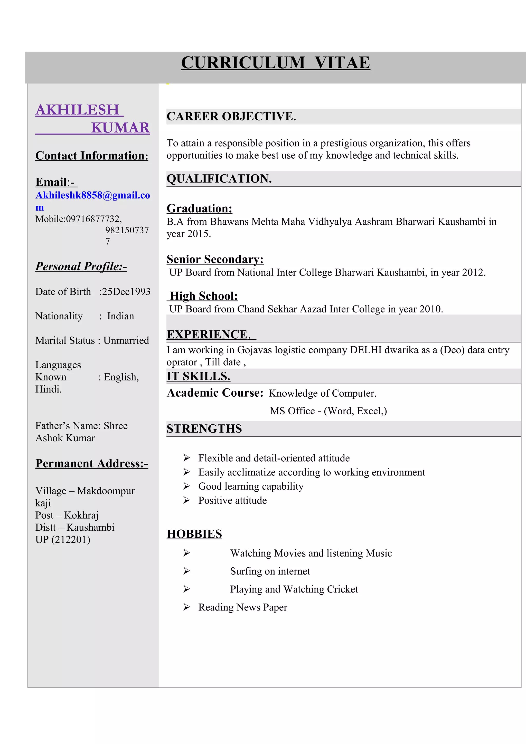 NEW RESUME akhilesh (2) | DOC