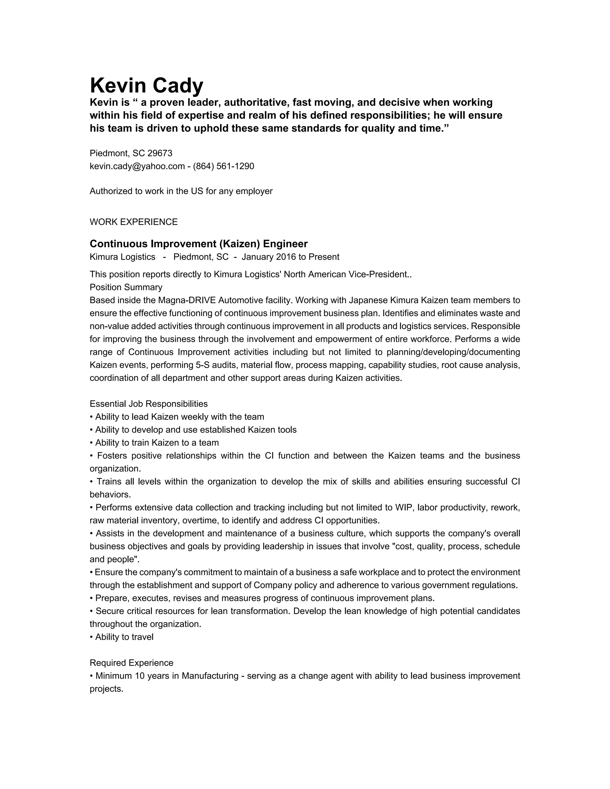 Resume_Kevin Cady_2016 | PDF