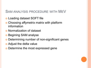 SAM Analysis of Microarrays of Mycrobacterium Tuberculosis and Capreomycn | PPTX