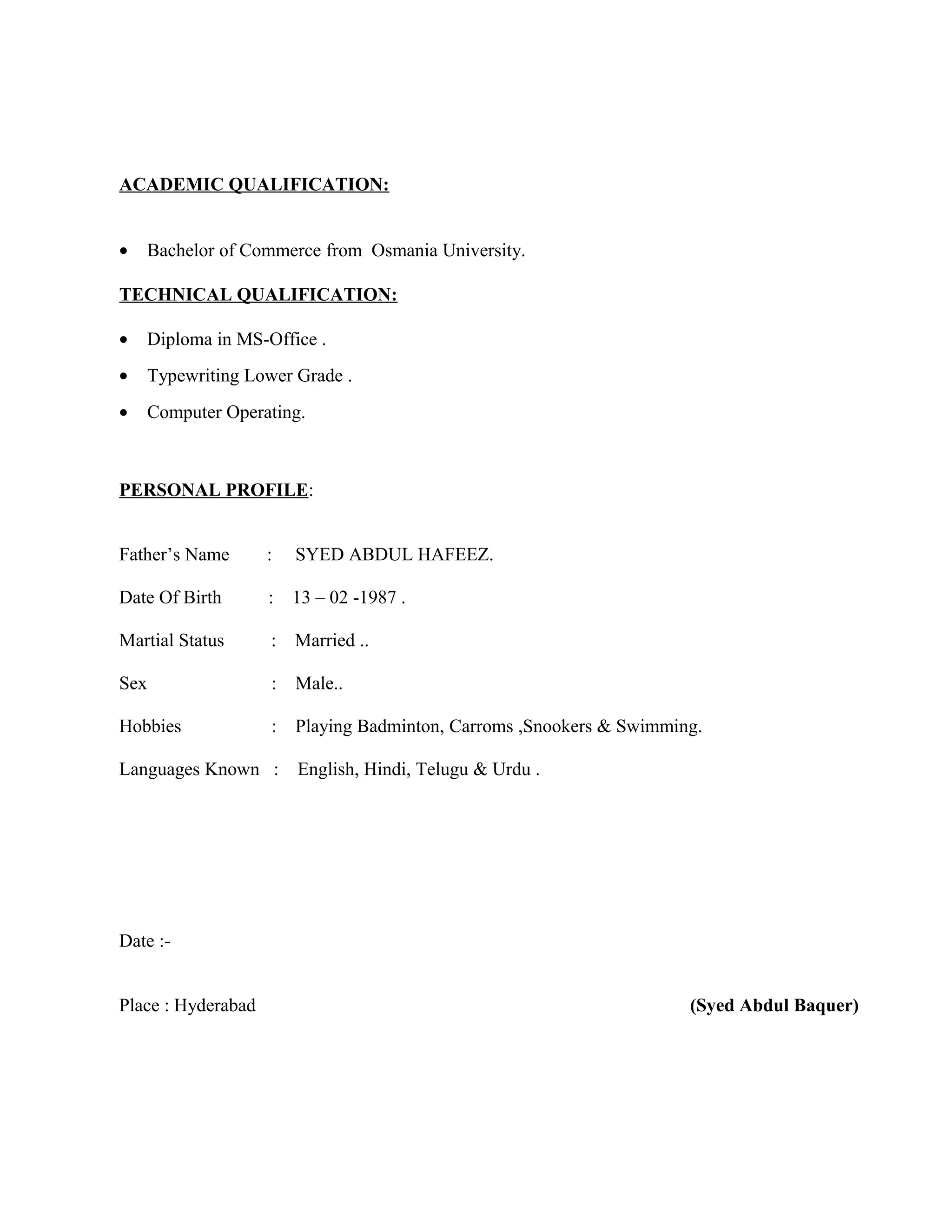 baquer license cv | DOC