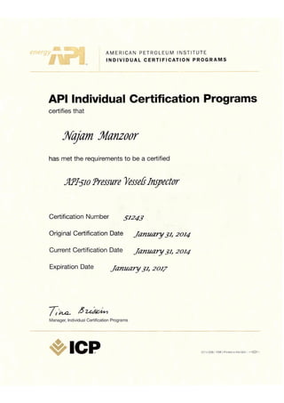 API-510 Certificate | PDF