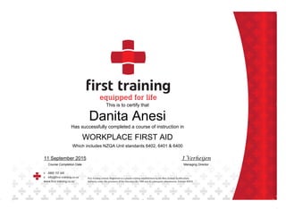 First Aid Certificate | PDF