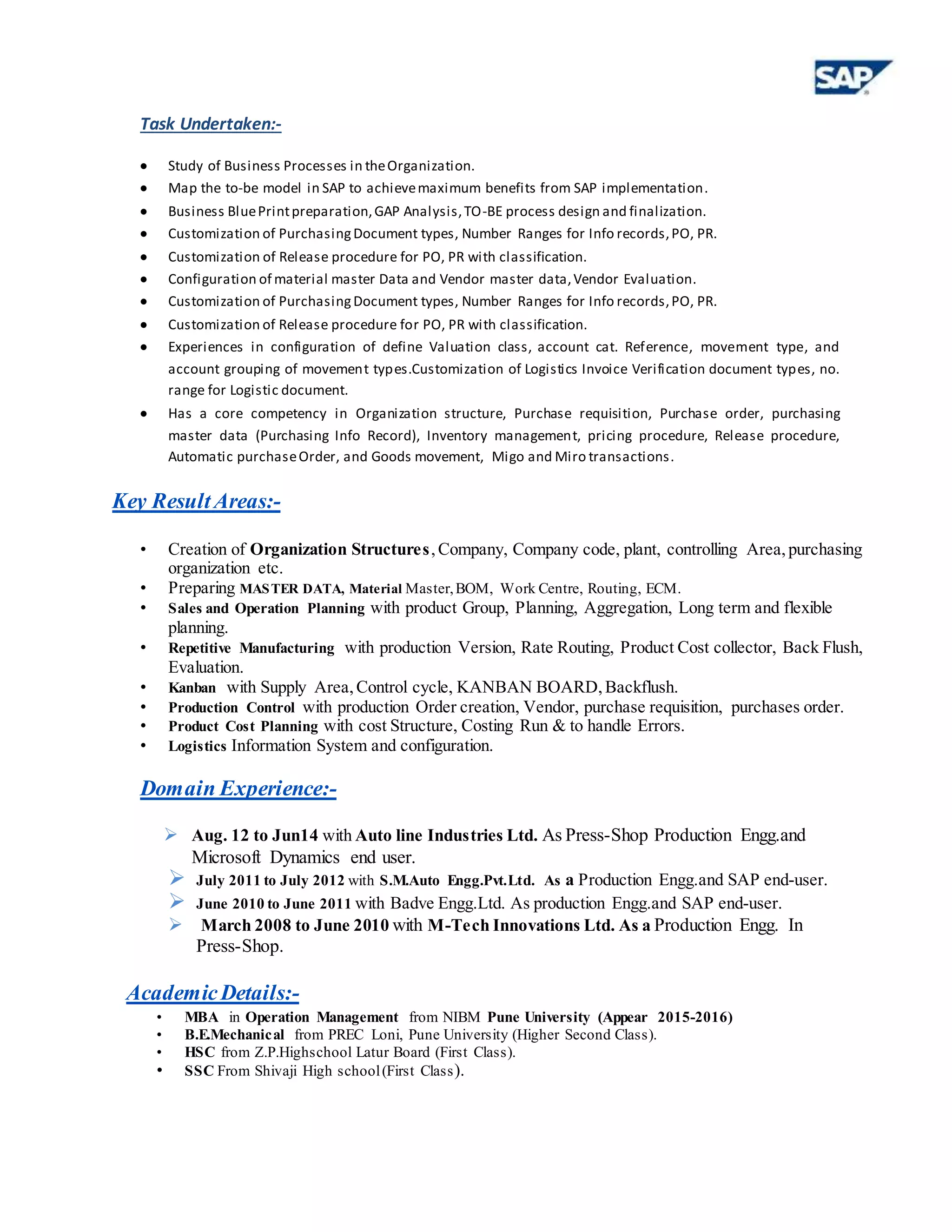 Ganesh CV SAP | DOCX