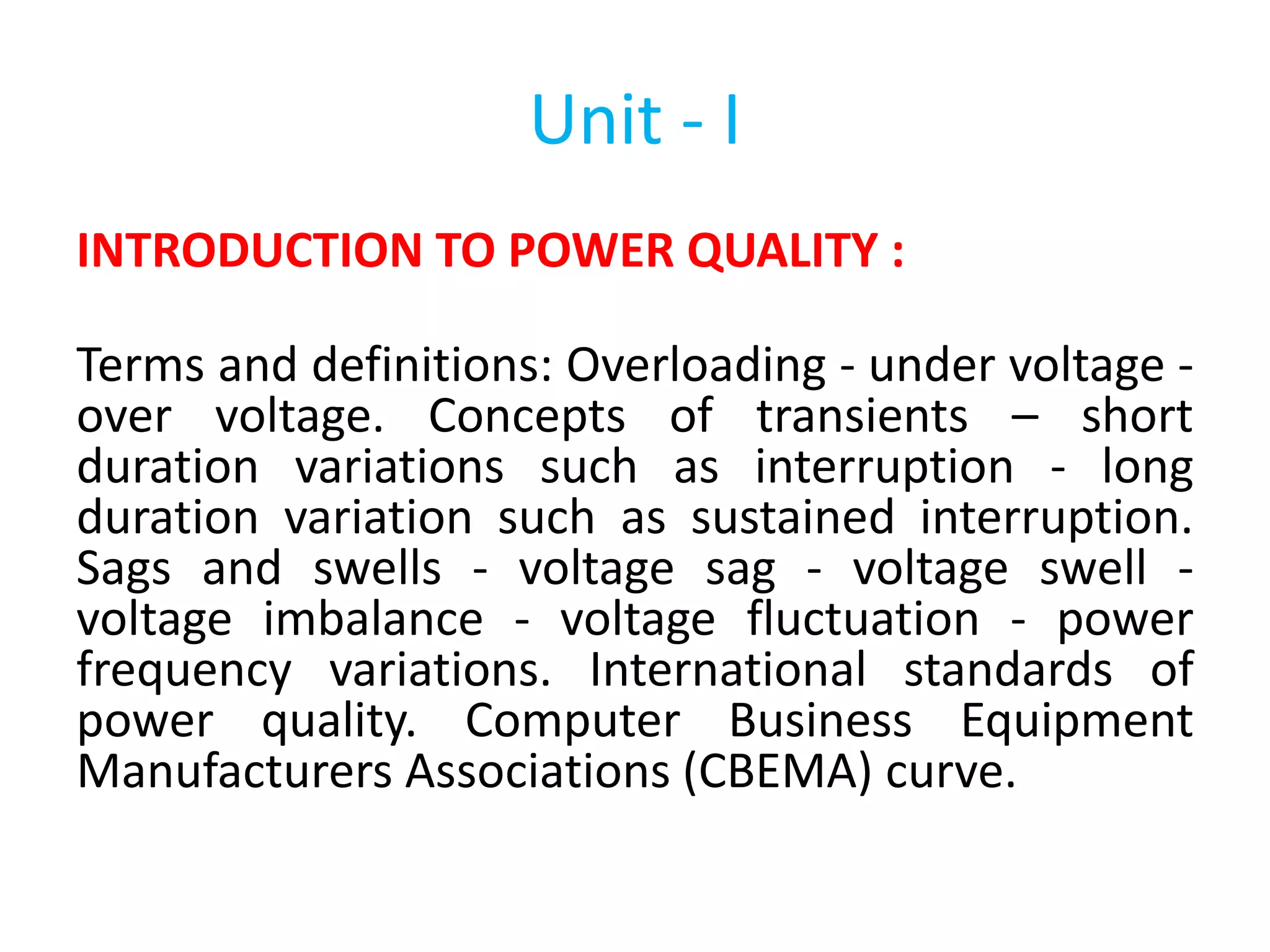 EE 6005 power quality unit I | PPTX