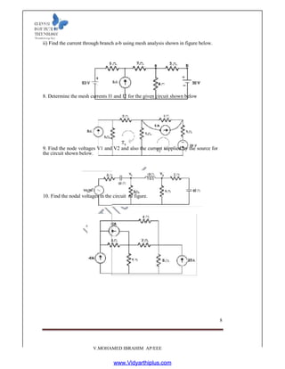 Circuit Theory Question Bank | PDF