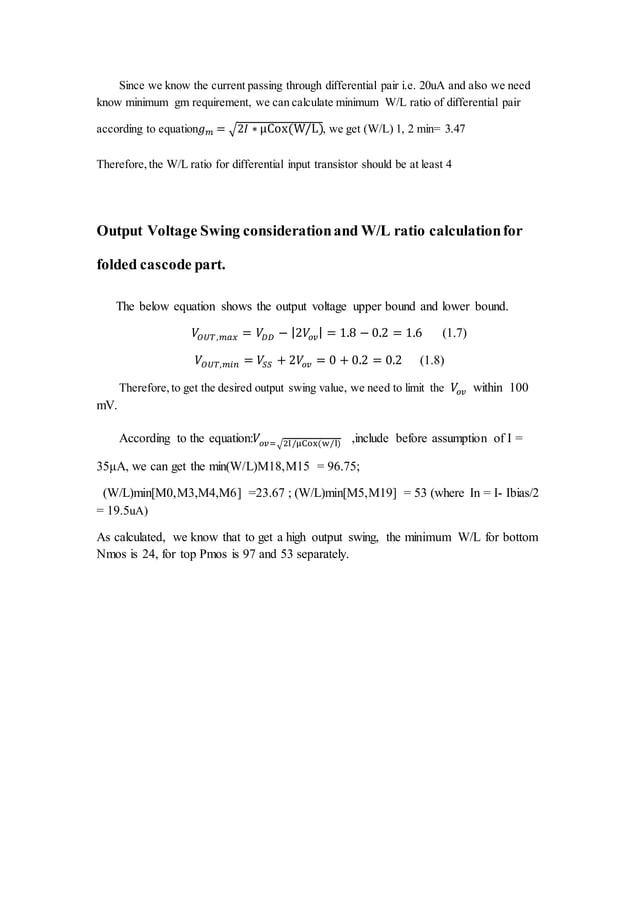 Single Stage Differential Folded Cascode Amplifier | PDF