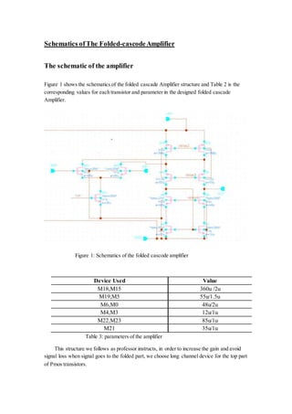 Single Stage Differential Folded Cascode Amplifier | DOCX