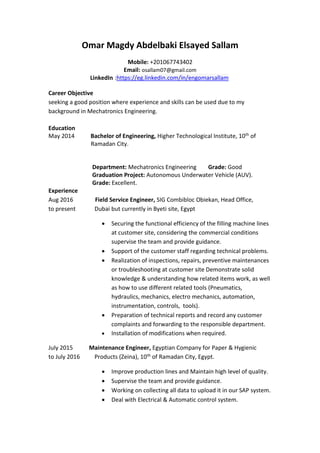 Eng-Omar Sallam cv | PDF
