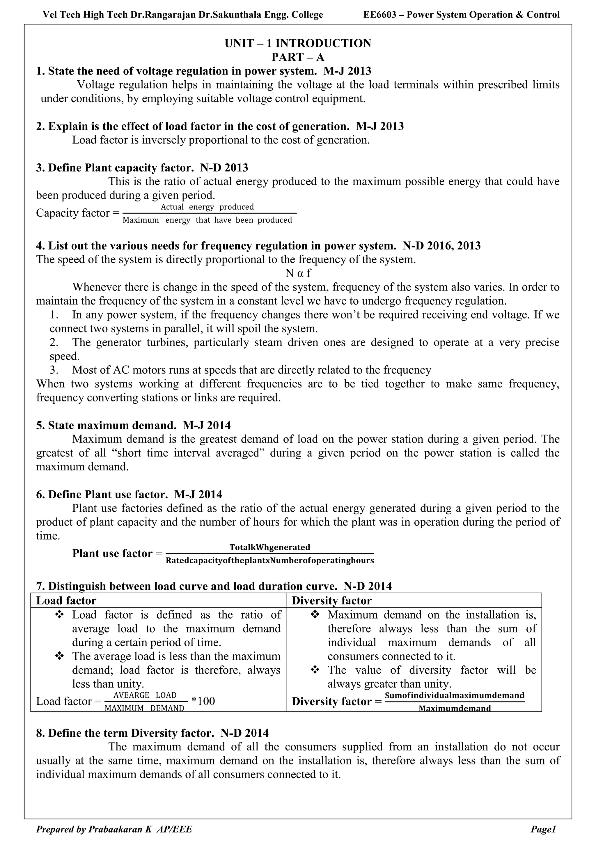 Ee6603 Power System Operation And Control Pdf 