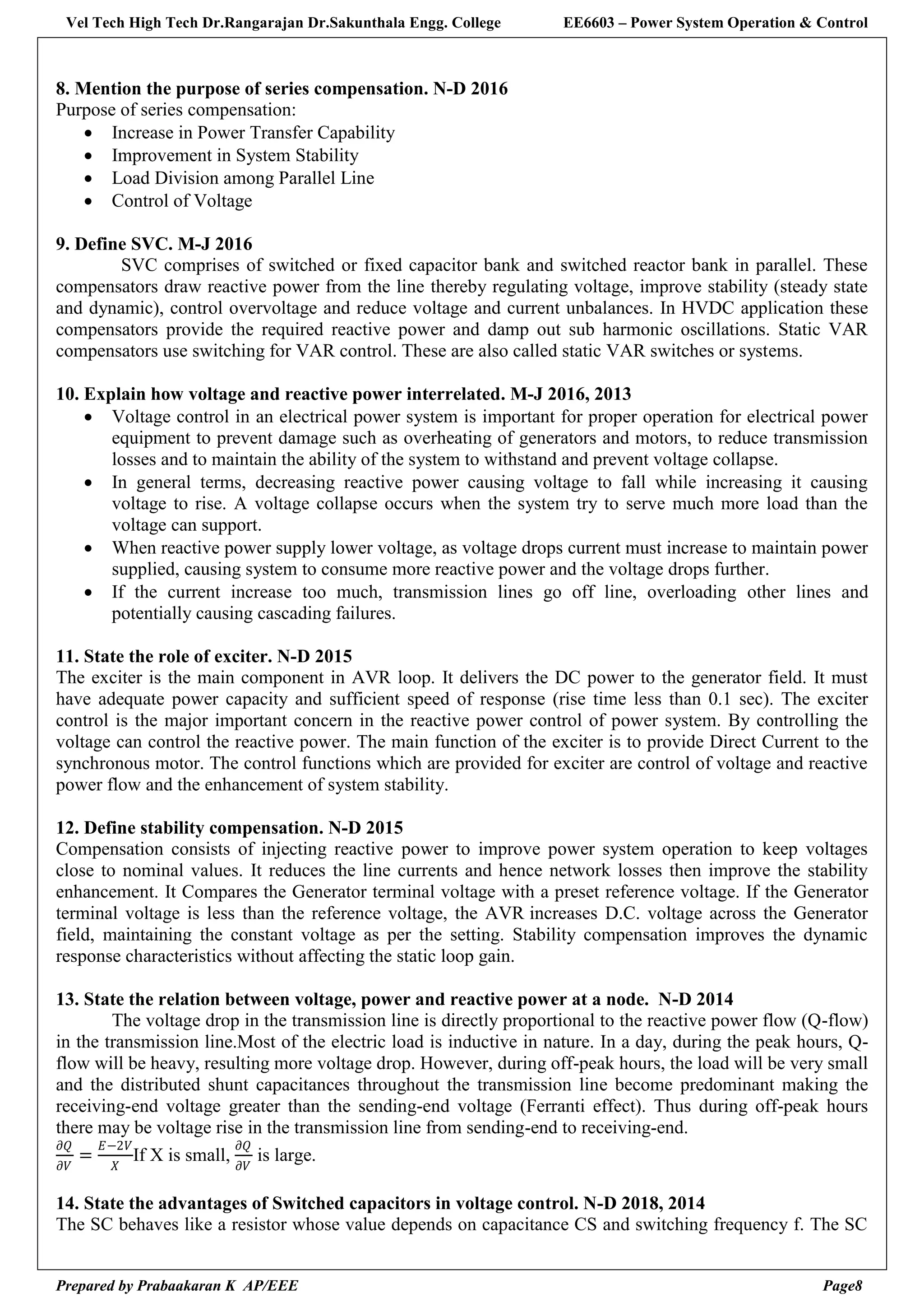 Ee6603 Power System Operation And Control Pdf
