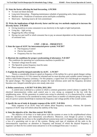 EE6603 - Power System Operation & Control | PDF