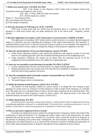 EE6603 - Power System Operation & Control | PDF