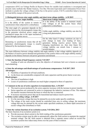 EE6603 - Power System Operation & Control | PDF