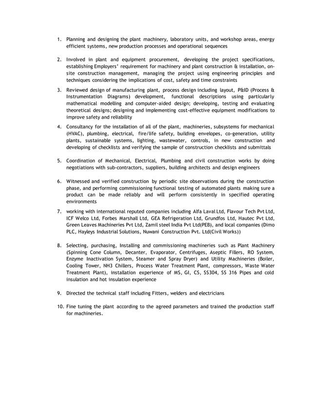 Hayleys Work Description | PDF