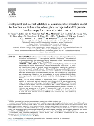 Development and internal validation of a multivariable prediction model for biochemical failure ...