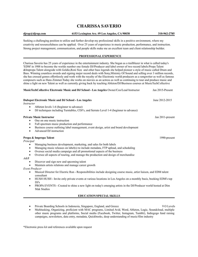 Charissa Saverio Resume | PDF