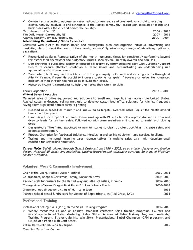 Patricia Gallant 2015 | DOC | Sales | Business