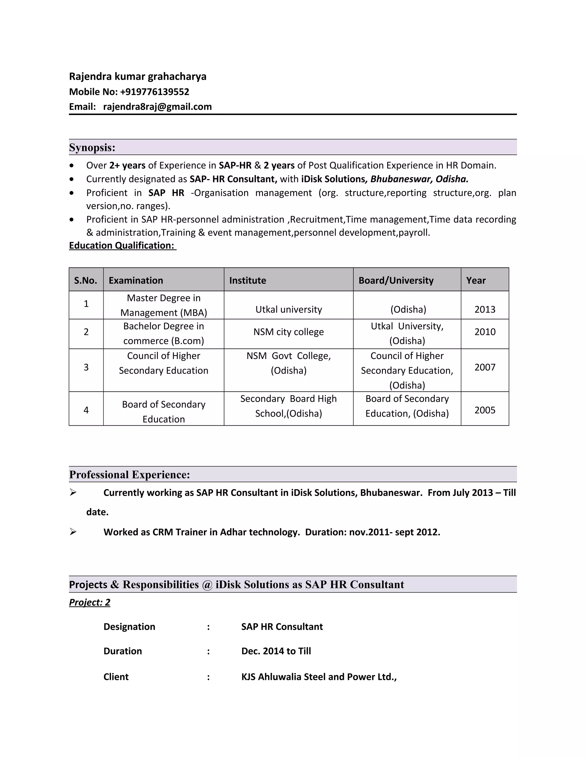 updated sap hcm cv | DOC