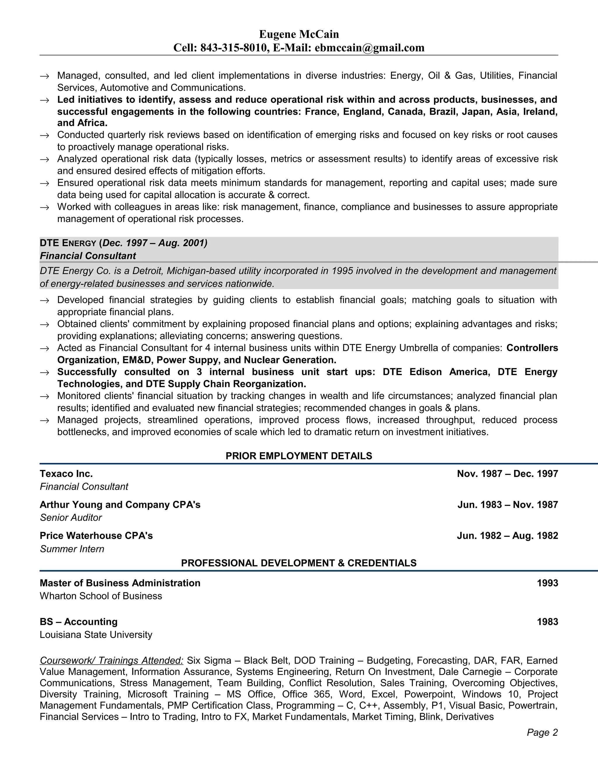Eugene McCain Resume Drive | DOC