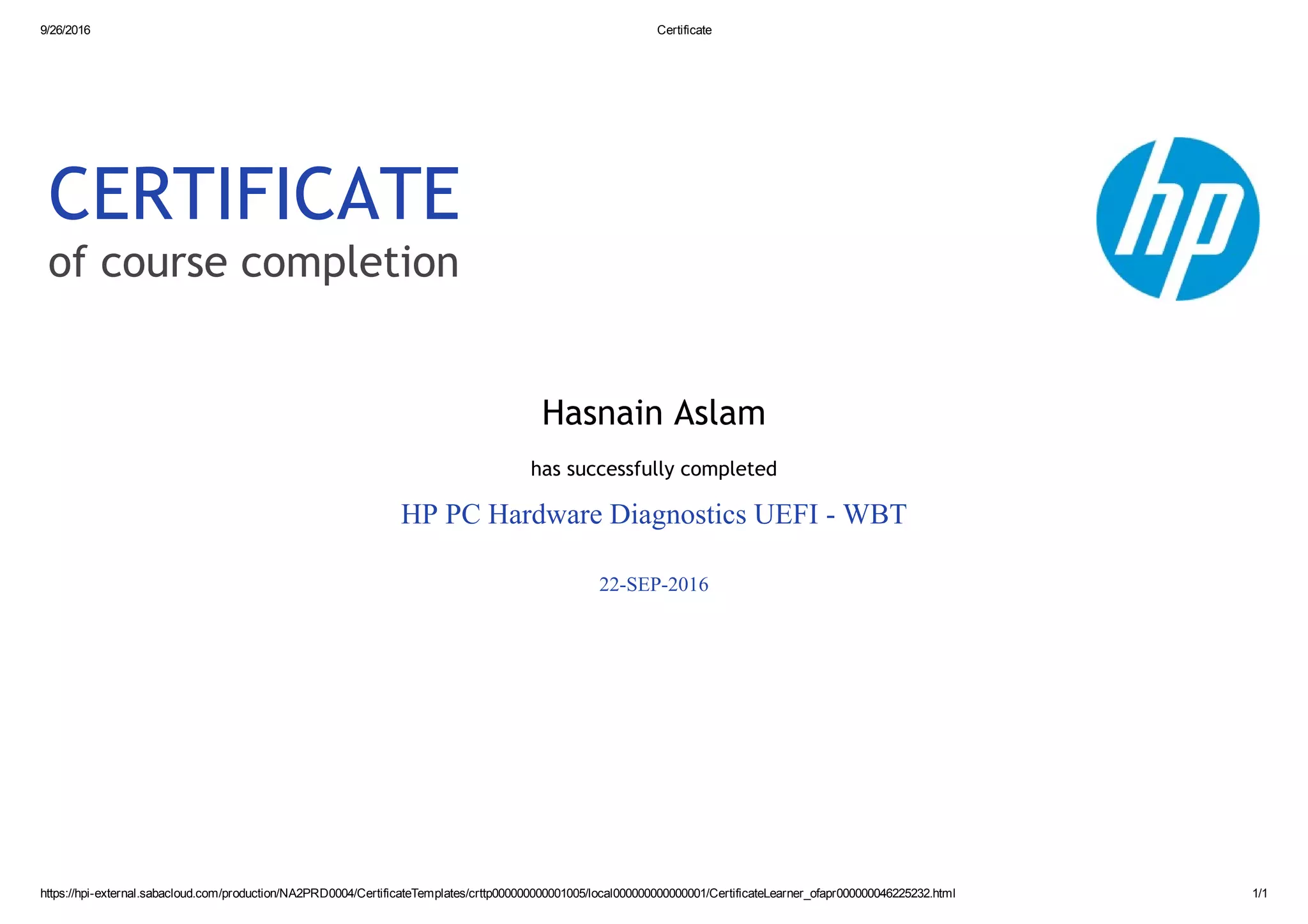 Certificate Pc Hardware Diagnostics | PDF
