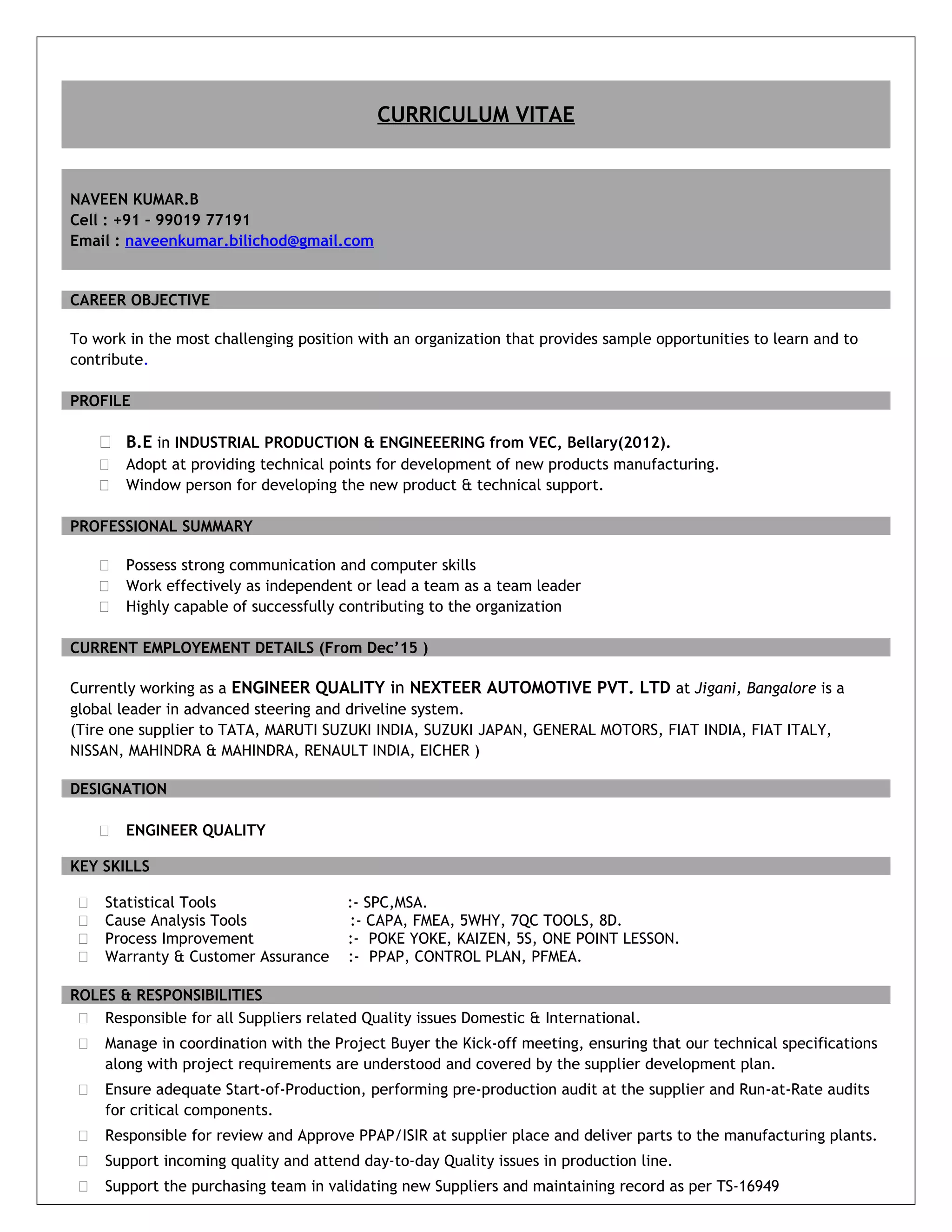 Naveen resume | DOC