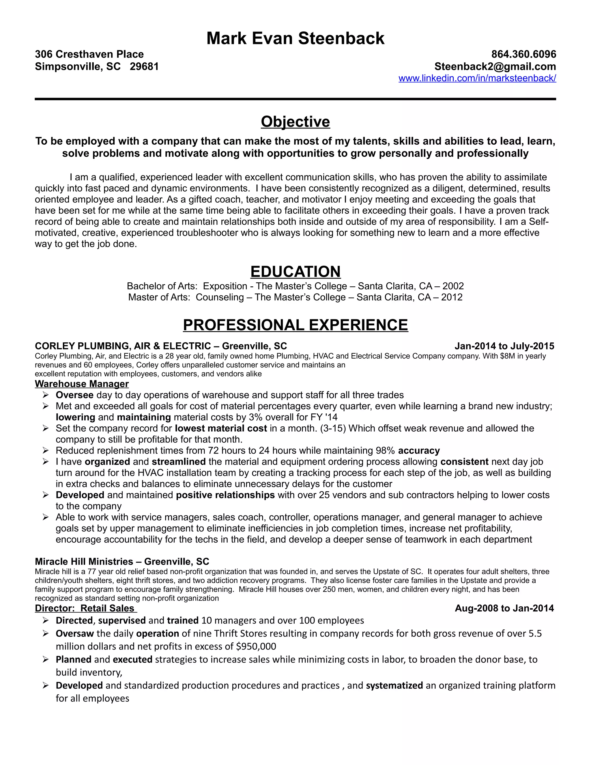 MES Resume 7-15 | PDF